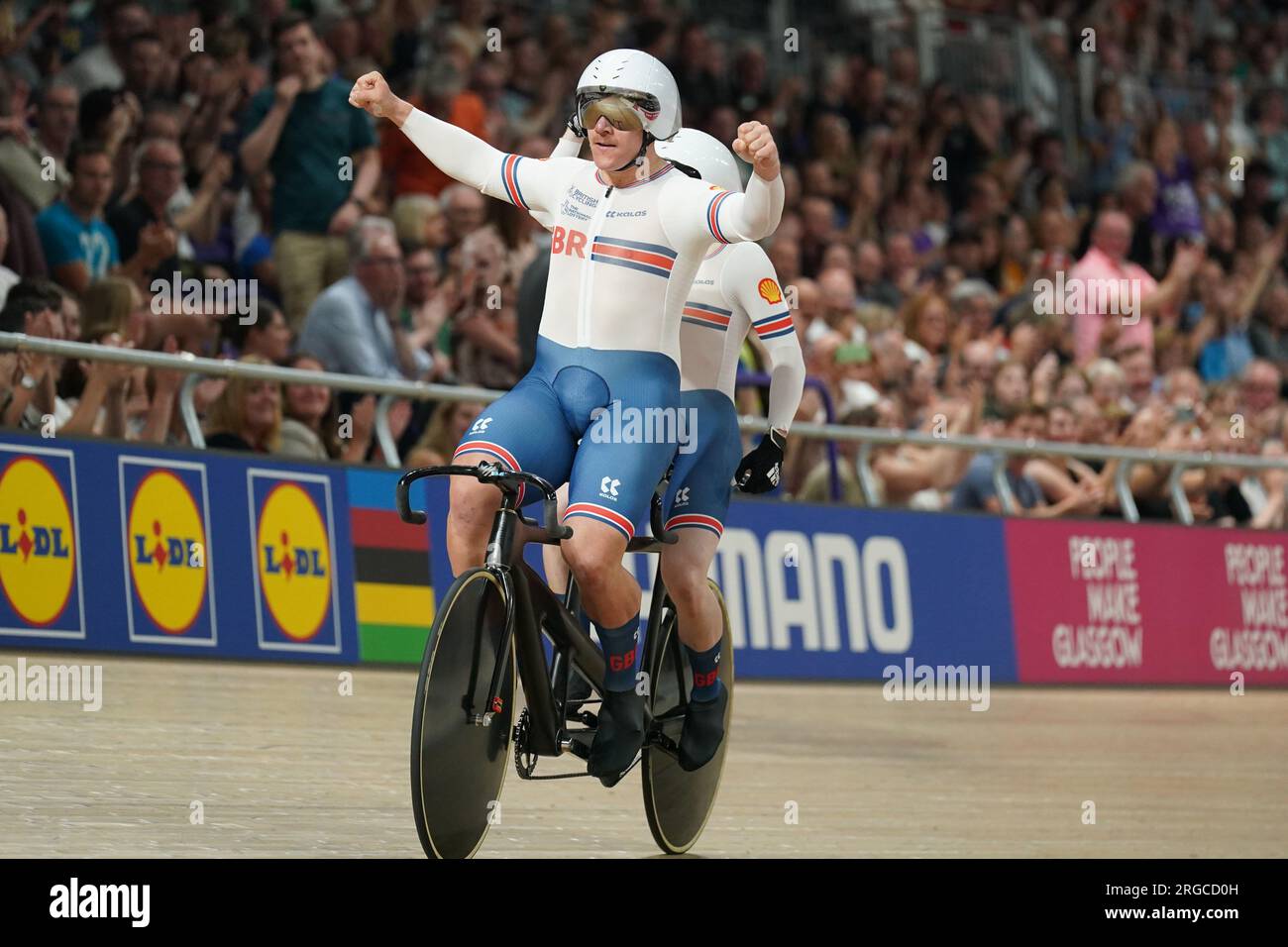 Great Britain's Matthew Rotherham and Neil Fachie (hidden) celebrates ...