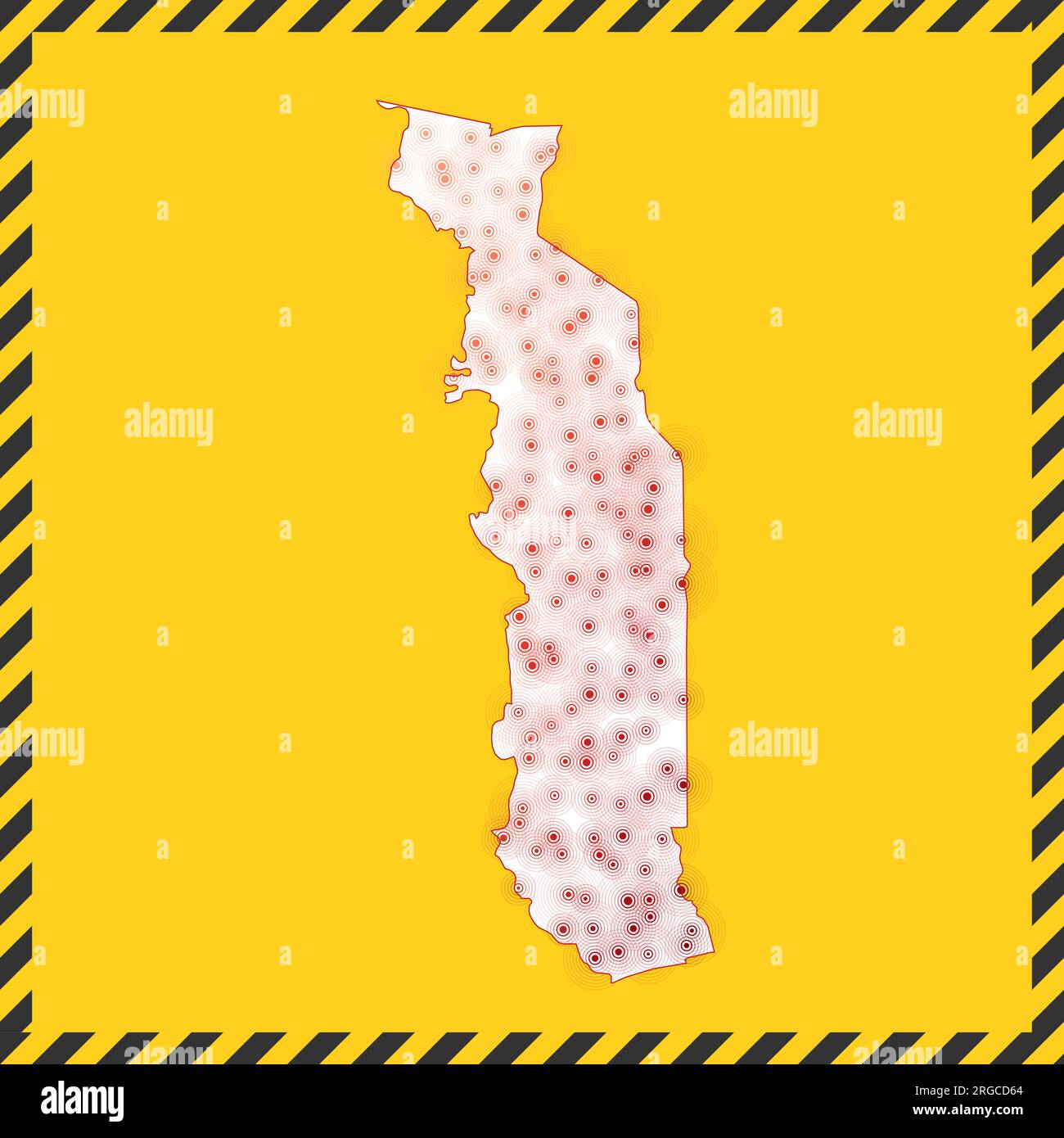 Togo closed - virus danger sign. Lock down country icon. Black striped ...