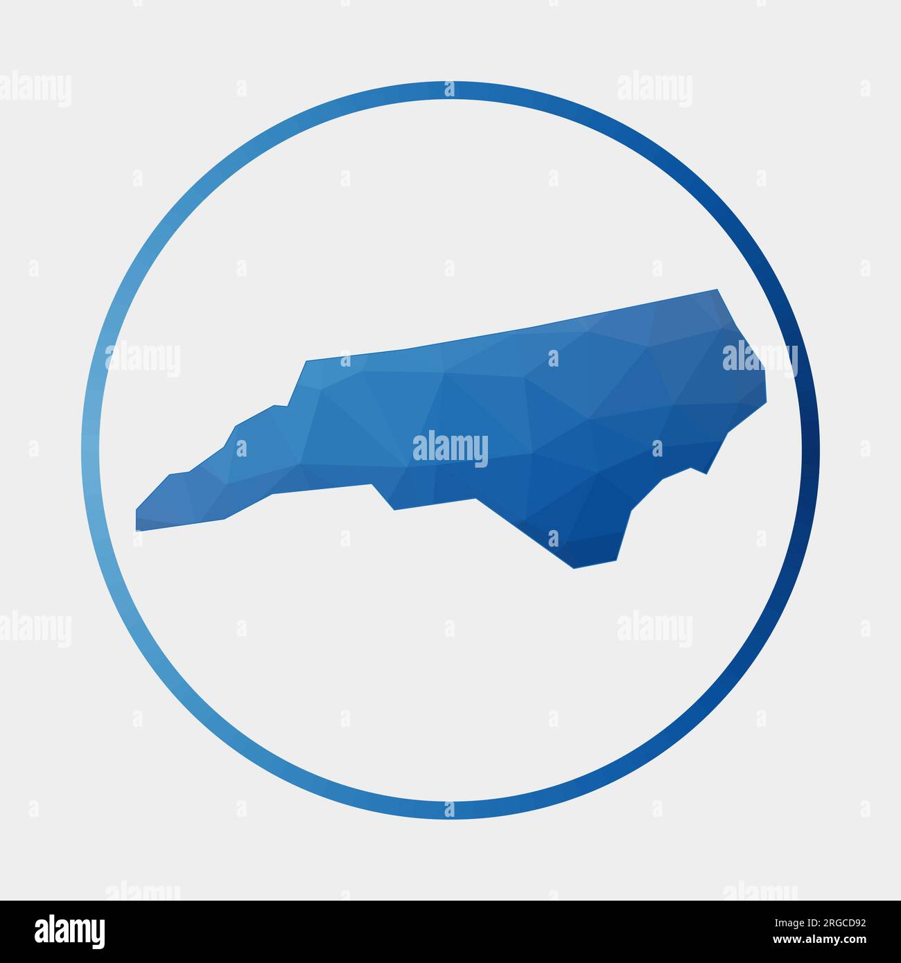 North Carolina icon. Polygonal map of the US state in gradient ring ...