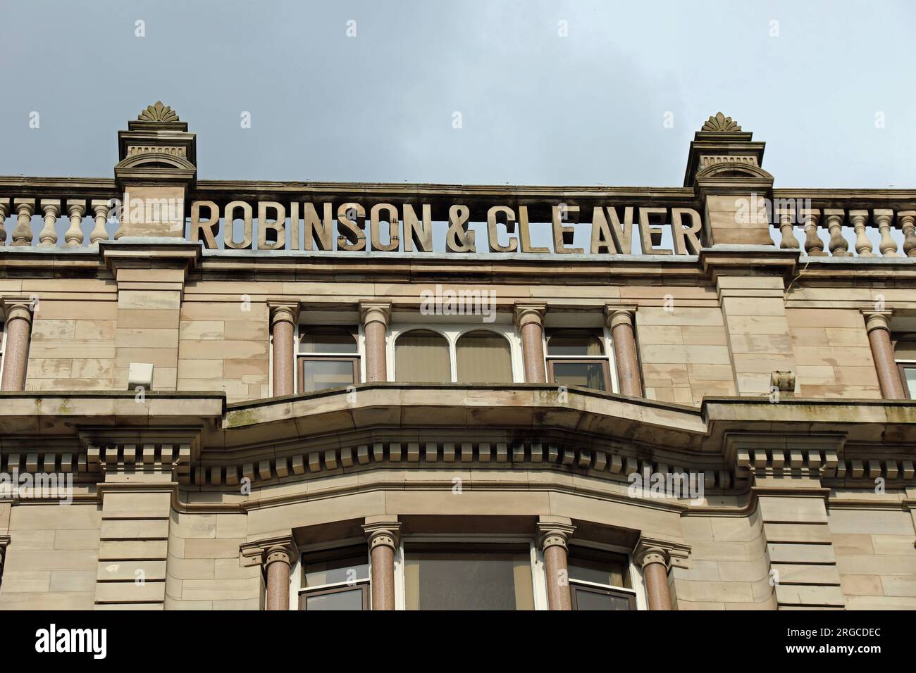 Detail of the historic Robinson & Cleaver building in Belfast Stock ...