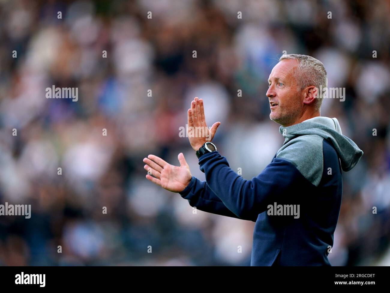 Blackpool manager Neil Critchley gestures on the touchline during the ...