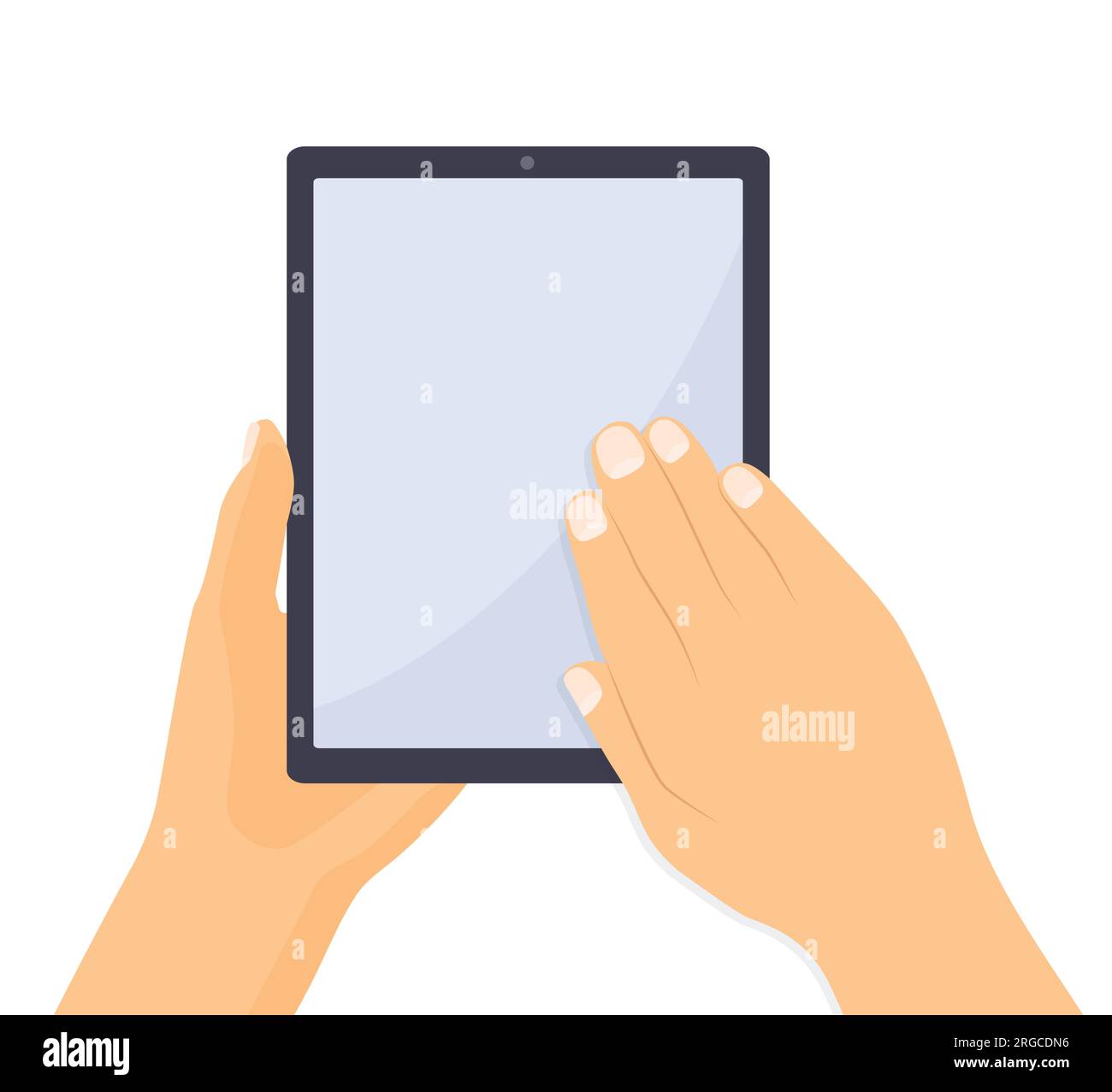 hands holding tablet with blank screen- vector illustration Stock ...