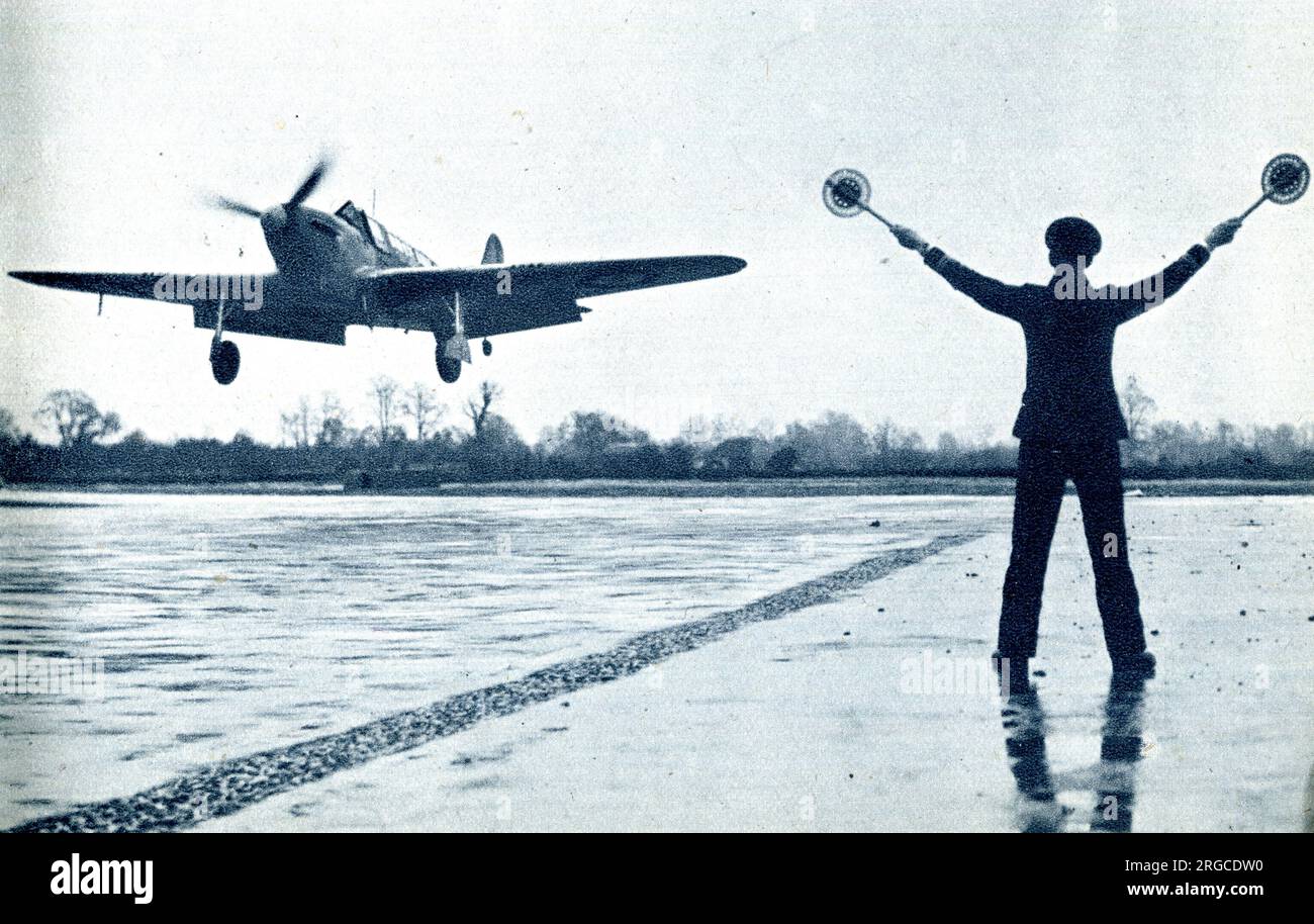 A Fleet Air Arm Plane practising deck landing on a special runway Stock ...