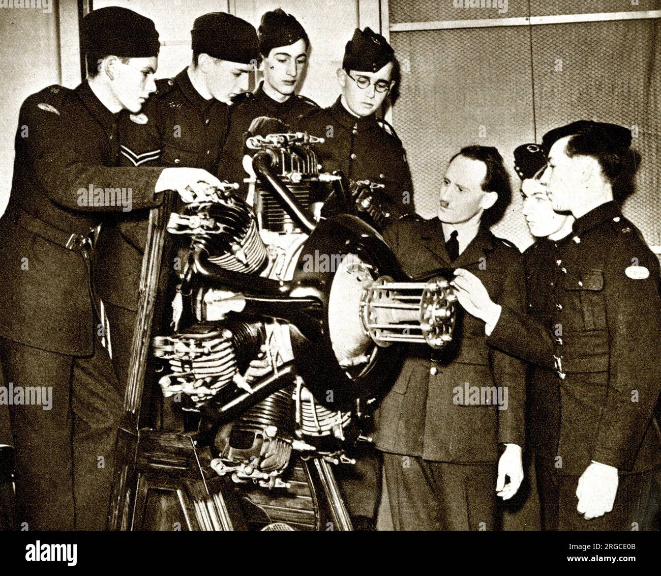 RAF cadets learning the mechanical marvels of the aero engine Stock ...
