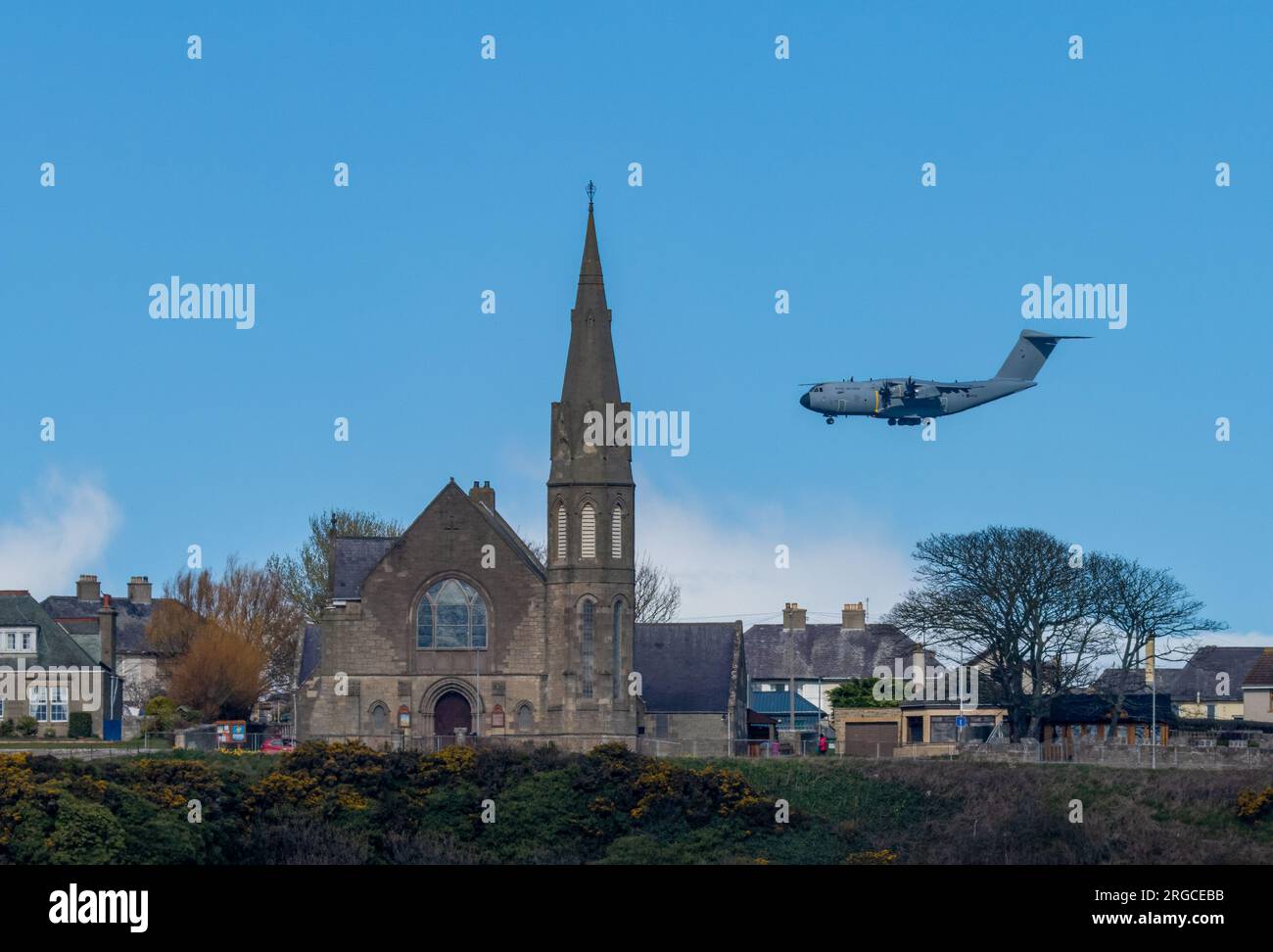 Military aircraft flying low over Lossiemouth, to RAF runway Stock ...