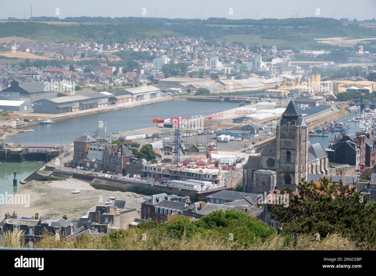 Le Tréport harbour viewed from the upper funicular station Stock Photo ...