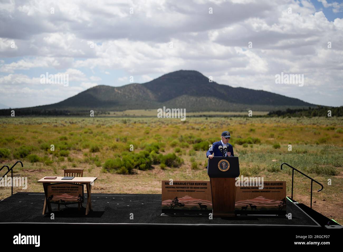 President Joe Biden speaks at the Red Butte Airfield Tuesday, Aug. 8 ...