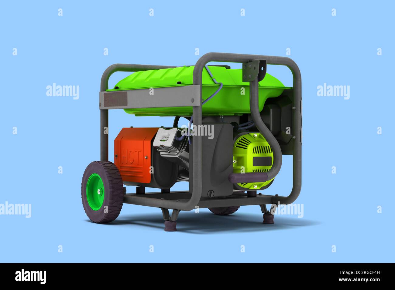 Modern compact electrical generator perspective back and left side view ...