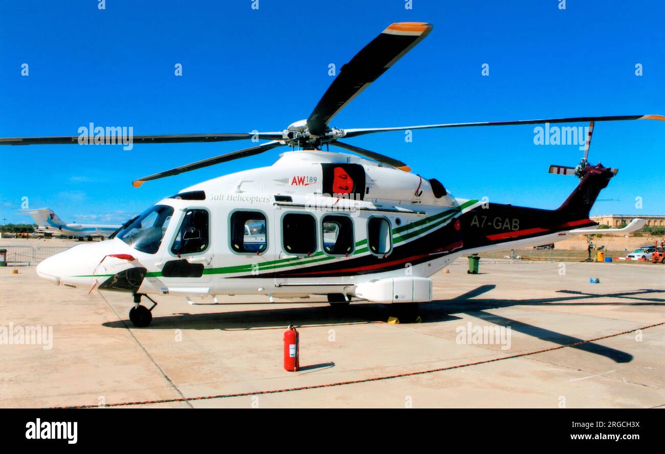 AgustaWestland AW189 A7-GAB (msn 49010), of Gulf Helicopters, at Luqa ...
