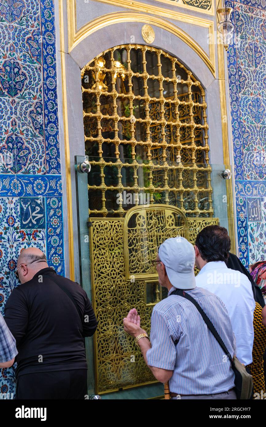 Istanbul, Turkey, Turkiye. Eyup Sultan Mosque, People Praying at the ...