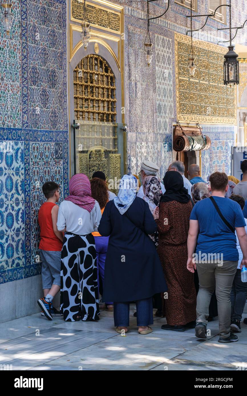 Istanbul, Turkey, Turkiye. Eyup Sultan Mosque, People Lined up to Pray ...