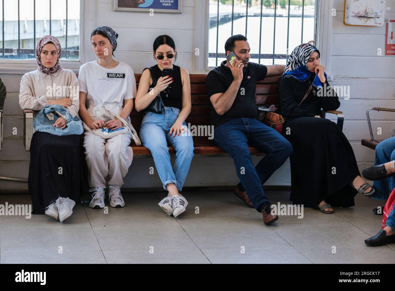 Istanbul, Turkey, Turkiye. Passengers Waiting for the Commuter Ferry at ...
