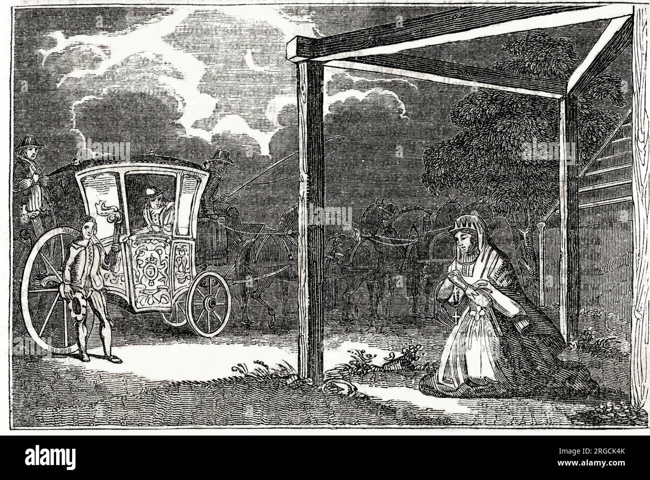 Henrietta Maria, Queen of Charles I, at Tyburn, London, praying for ...