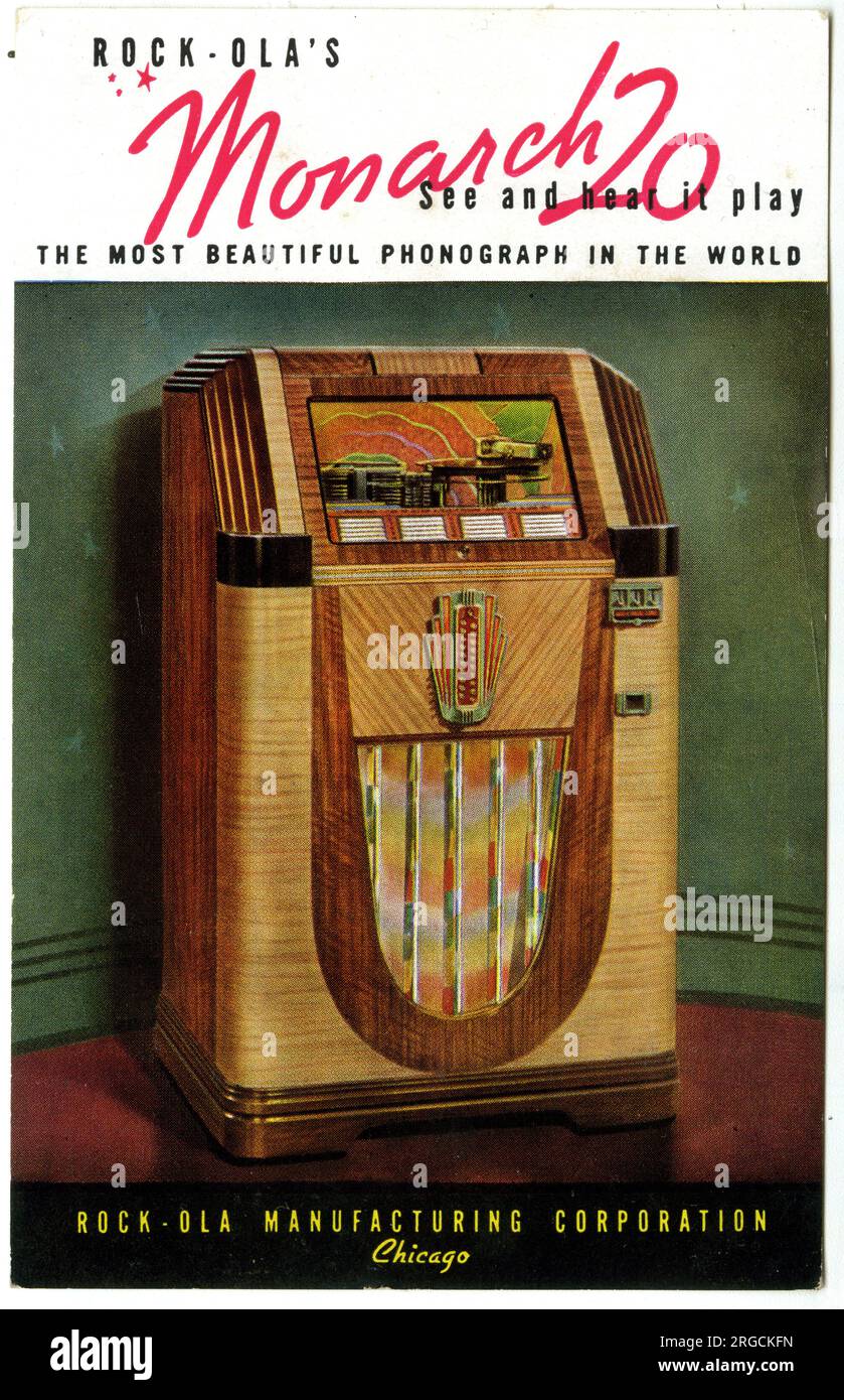 Advert, Rock-Ola's Monarch 20 Phonograph Jukebox Stock Photo - Alamy