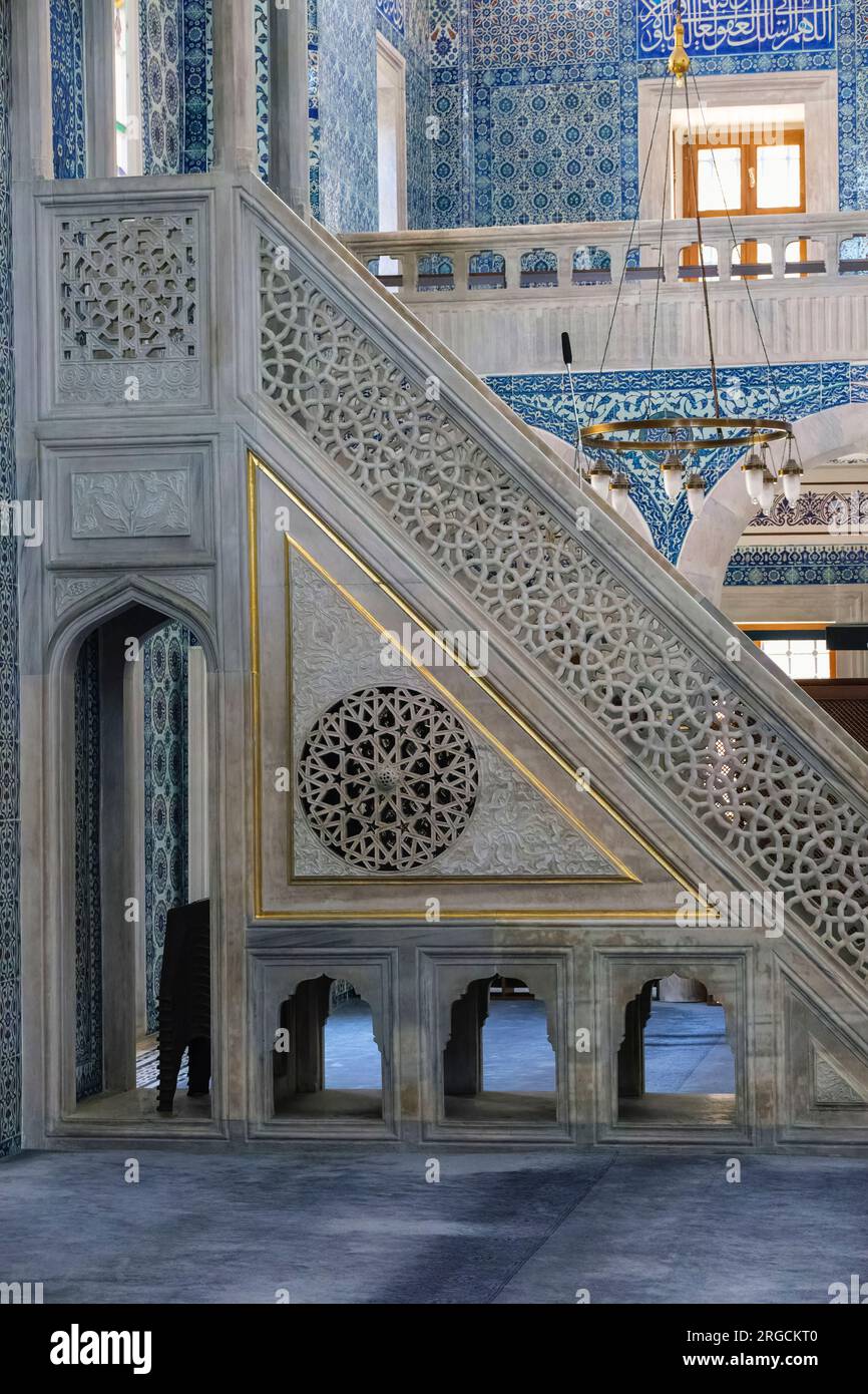 Istanbul, Turkey, Turkiye. Rustem Pasha Mosque, Minbar with Geometric ...