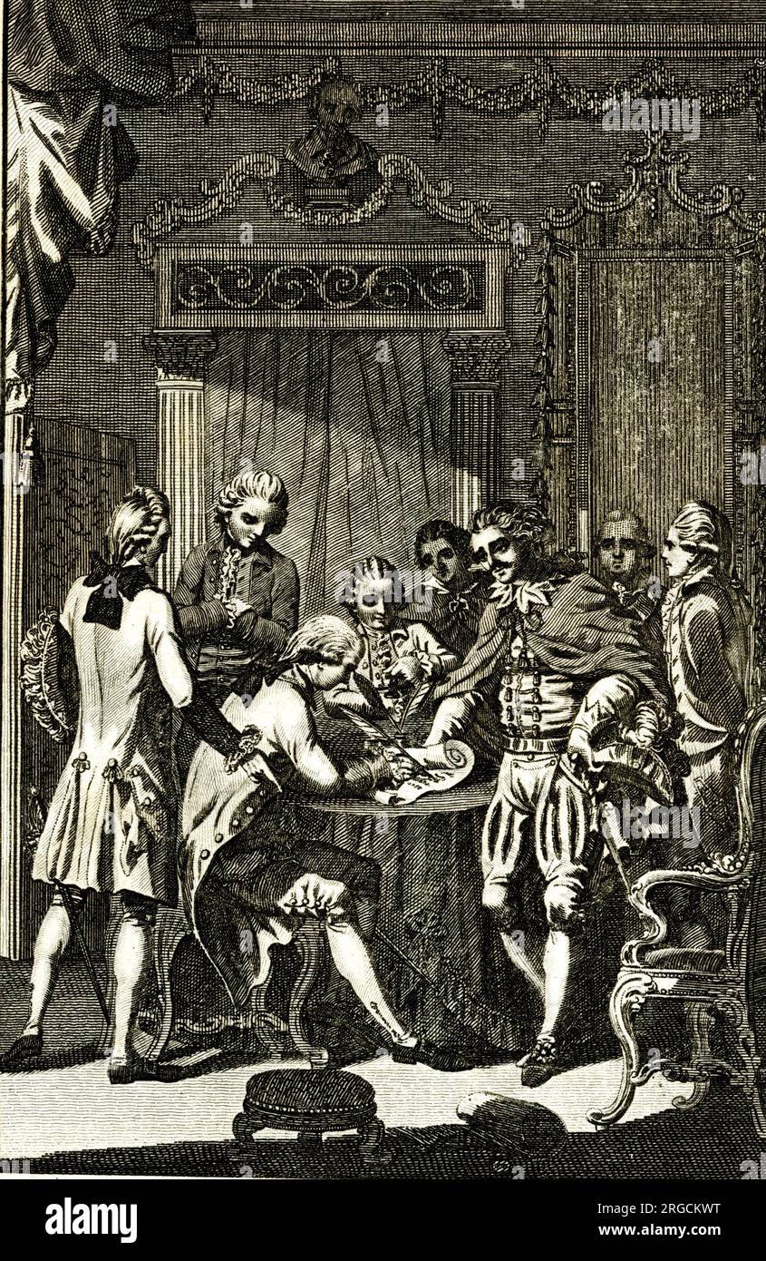 Signing the Treaty of Paris (Peace of Paris) between Great Britain ...