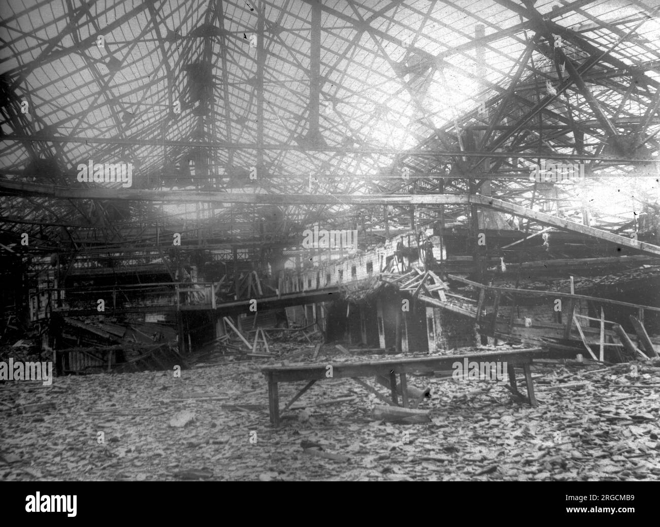 Bomb damage at Quiverain Railway Station, in France near the Belgian ...