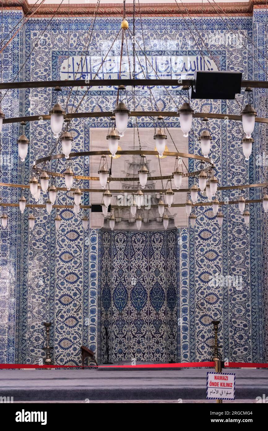 Istanbul, Turkey, Turkiye. Chandelier and Iznik Tiles Decorate the ...