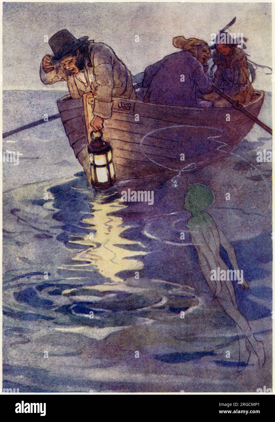 Illustration to Peter Pan by J.M. Barrie. The Pirate boat, carrying ...