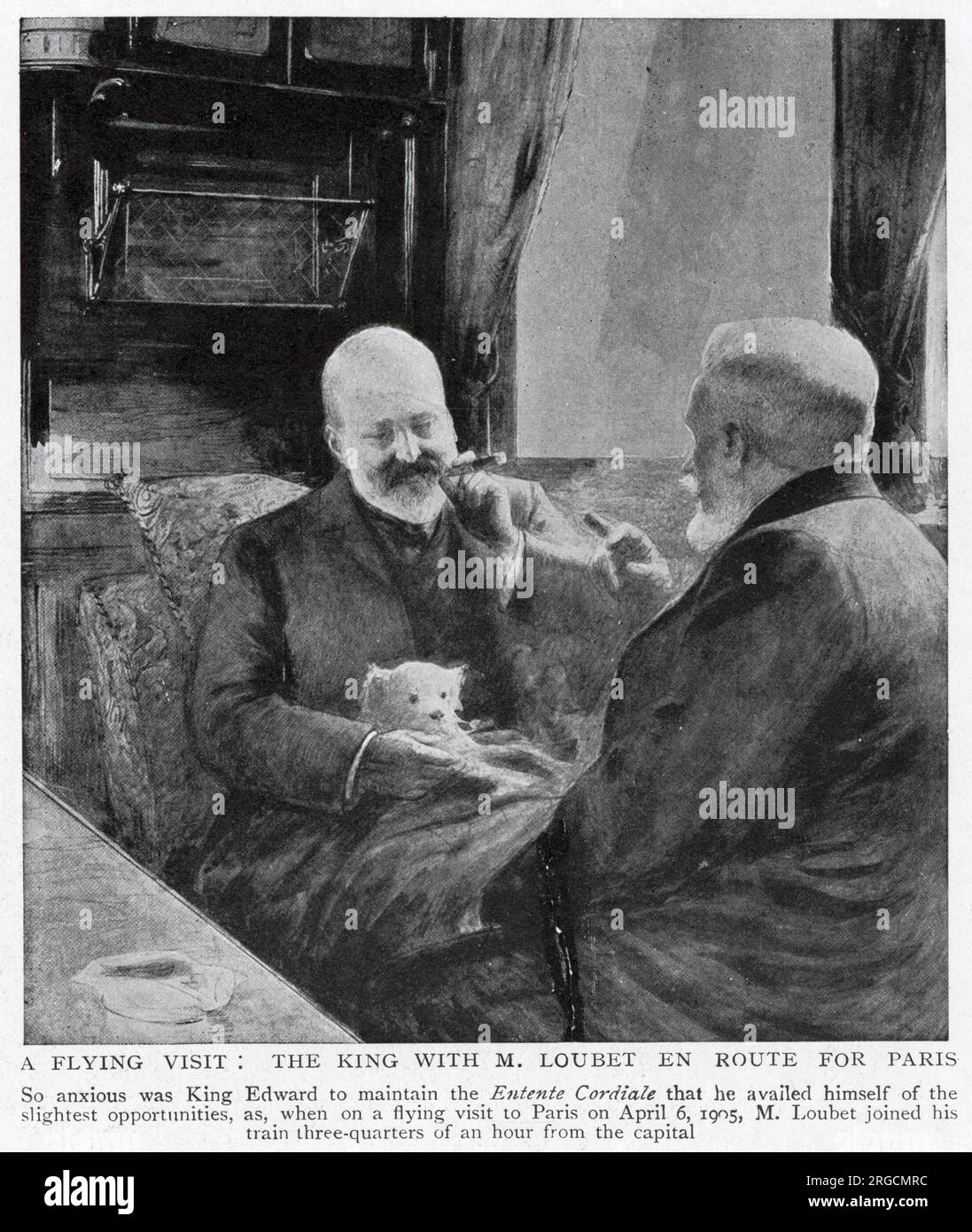King Edward VII and President Loubet meeting in a train en route to ...