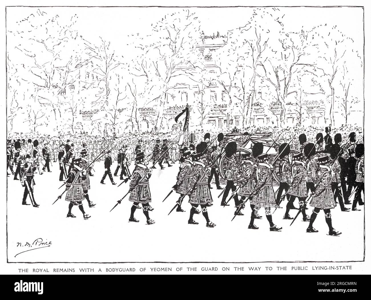 The body of King Edward VII on the way to the public lying-in-state ...