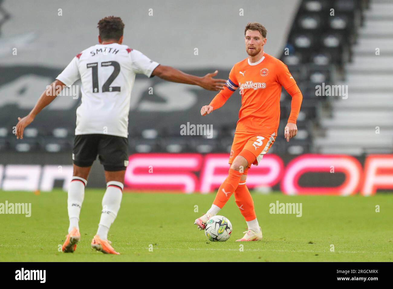 James Husband #3 of Blackpool in action during the Carabao Cup match ...
