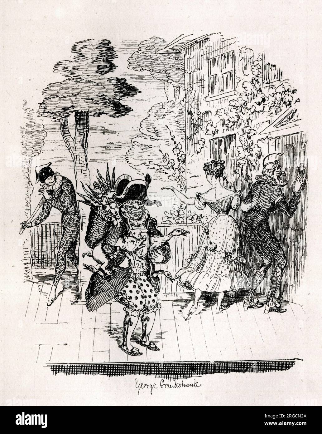 Joseph Grimaldi, actor and clown, on stage with live animals Stock ...