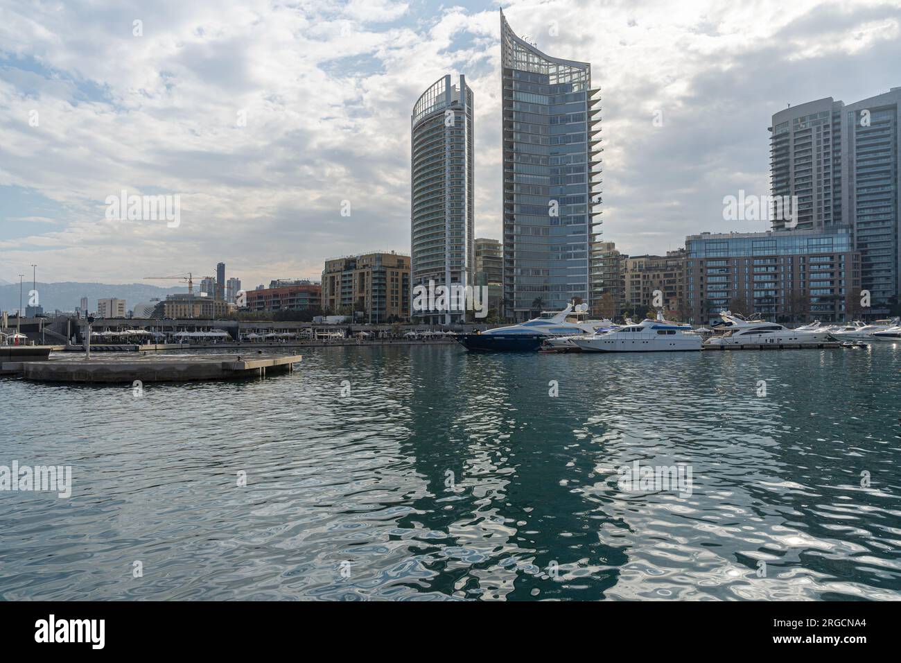 A Panoramic photo of Beirut Waterfront Skyline at Zeitouna Bay, Lebanon ...