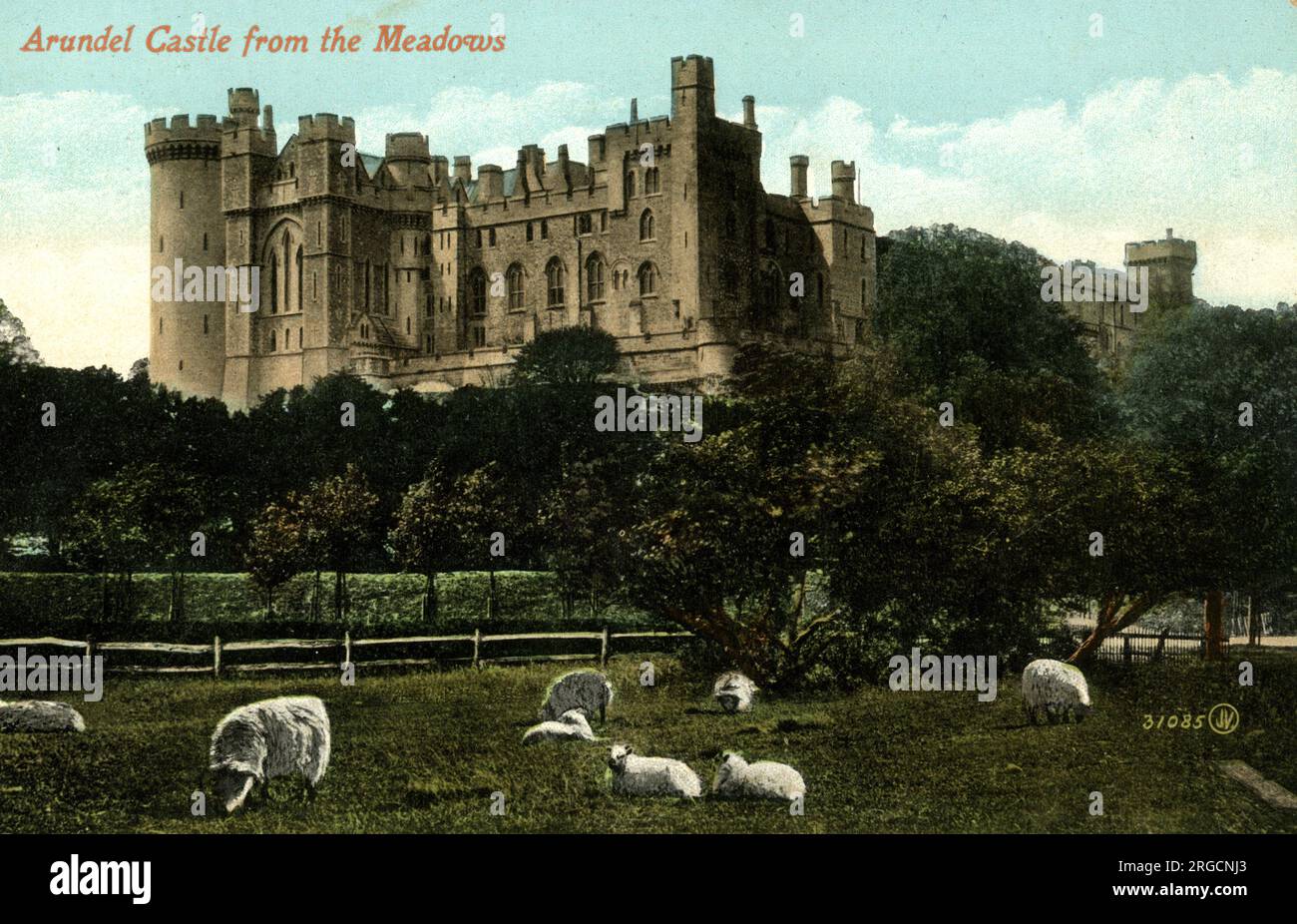 Arundel Castle viewed from the Meadows, Sussex Stock Photo - Alamy