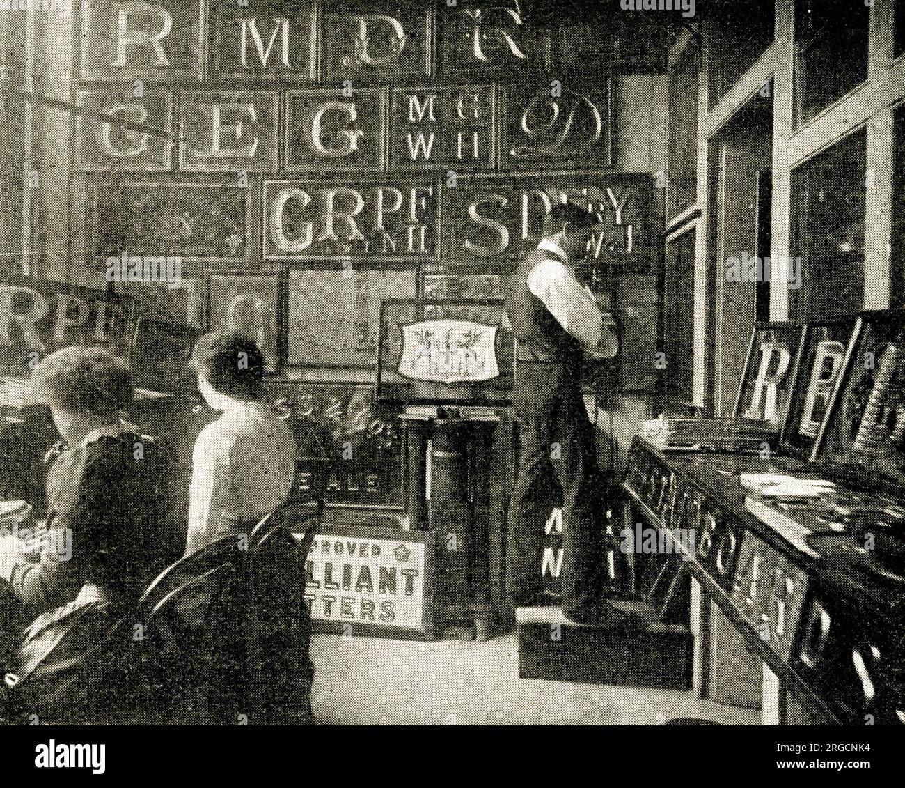 Inner Office and Shop, Pether's Sign Makers, London Stock Photo - Alamy
