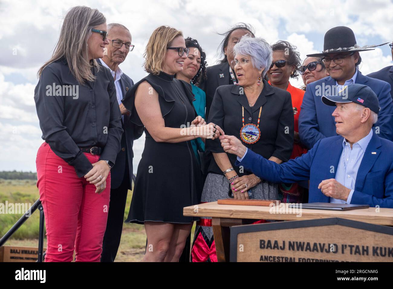 President Joe Biden hands the pen to Sen. Kyrsten Sinema, I-Ariz ...