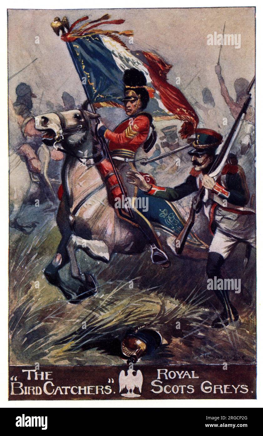 Sergeant Charles Ewart capturing the French 45th Regiment's eagle standard at the Battle of ...