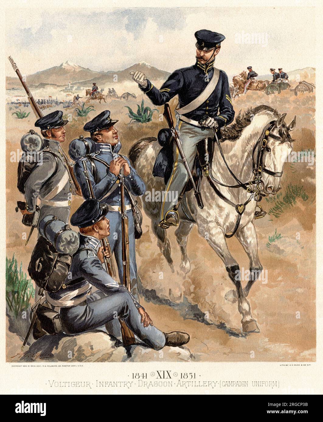 Voltigeur, Infantry, Dragoon, Artillery, Campaign Uniform, 1841-1851 ...