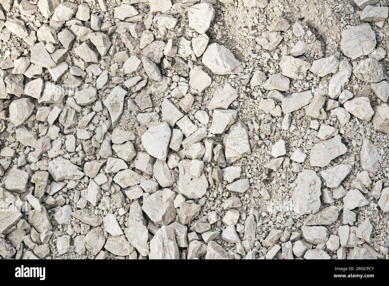 Road grave texture for background. White crushed stone. Top view of ...