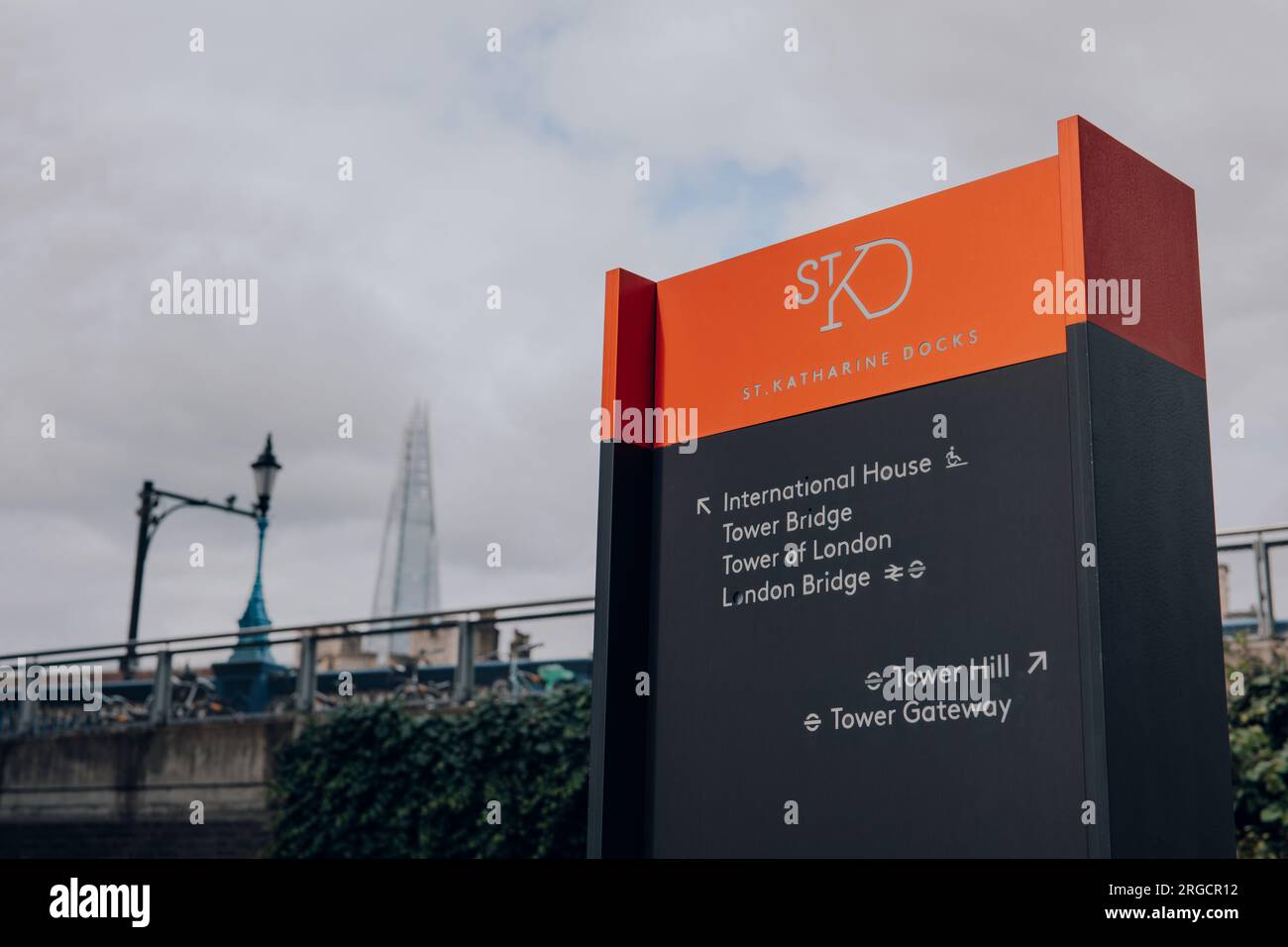 London, UK - July 06, 2023: Close up of a directional sign in St ...