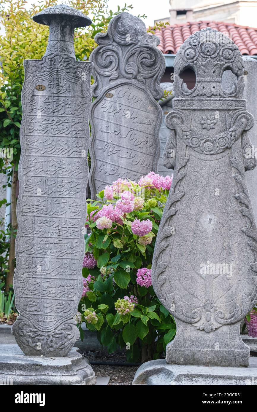 Istanbul, Turkey, Turkiye. Tombstones in the Graveyard Adjacent to the ...
