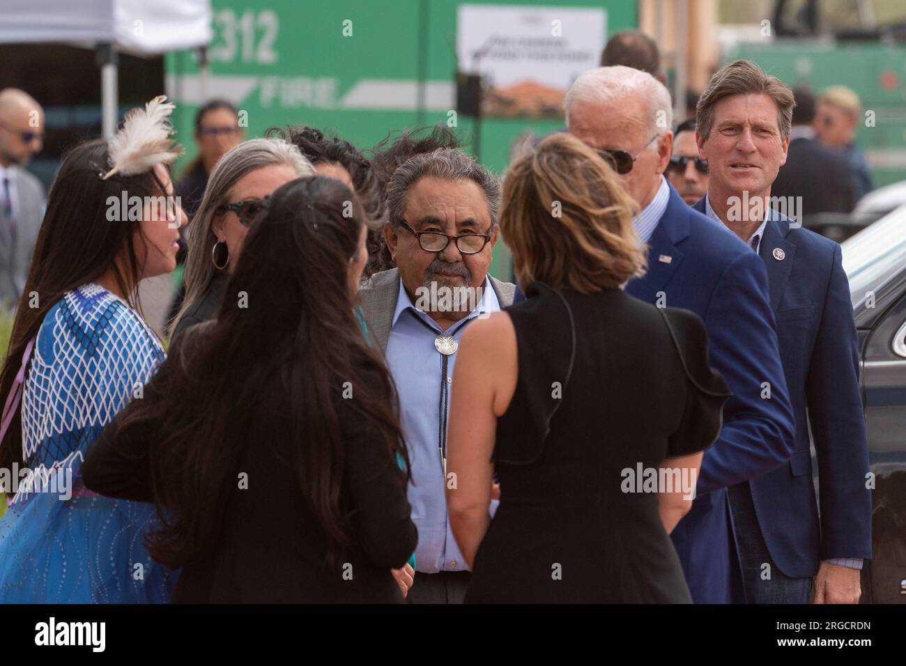 Sen. Kyrsten Sinema, I-Ariz., left, Interior Secretary Deb Haaland, and ...
