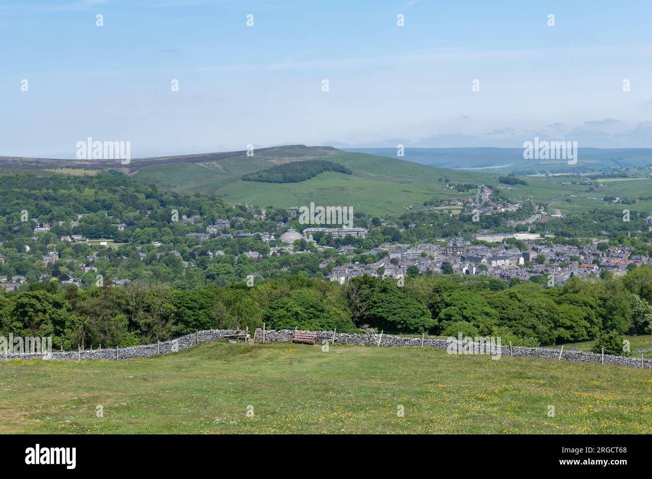 View from Buxton Country Park of Buxton town in the Peak District Stock ...