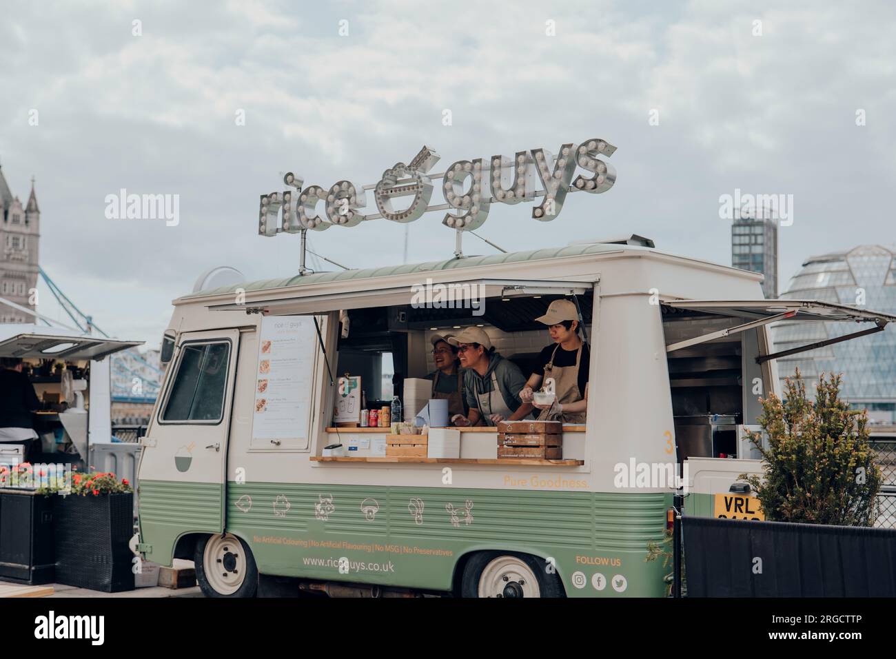 London, UK - July 06, 2023: Rice guys food truck on Thames riverside by ...