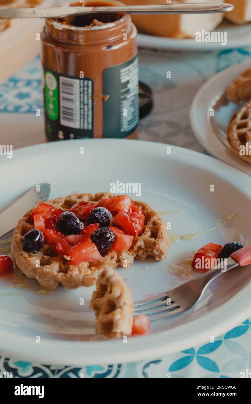 Waffles for breakfast hi-res stock photography and images - Alamy