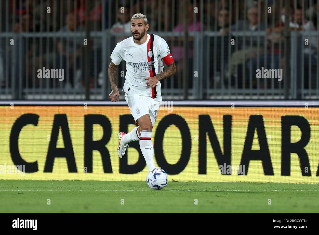 Monza, Italy. 08th Aug, 2023. Theo Hernandez of Ac Milan controls the ...