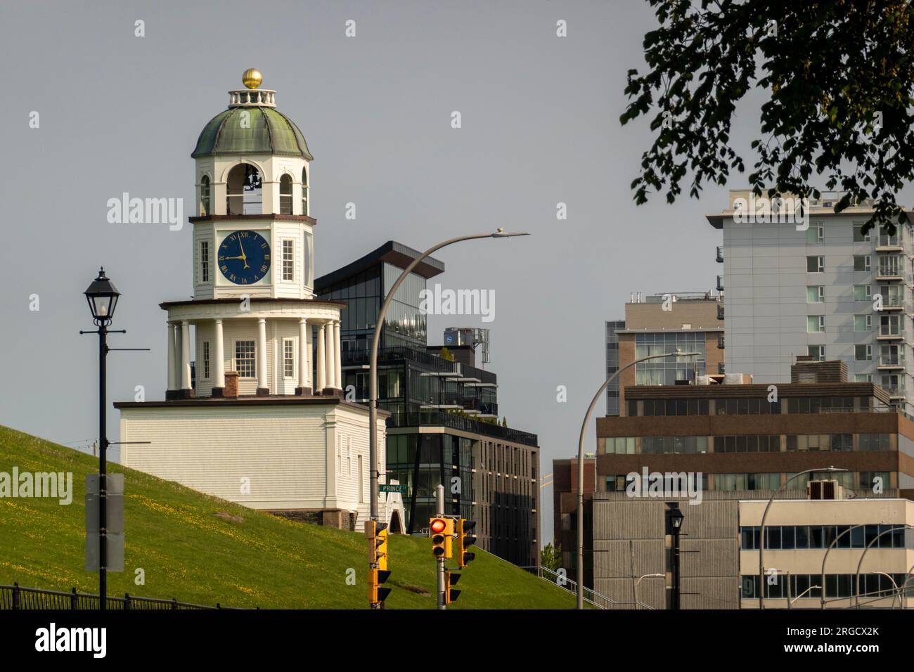 Halifax town clock building from the side in downtown Halifax Nova ...