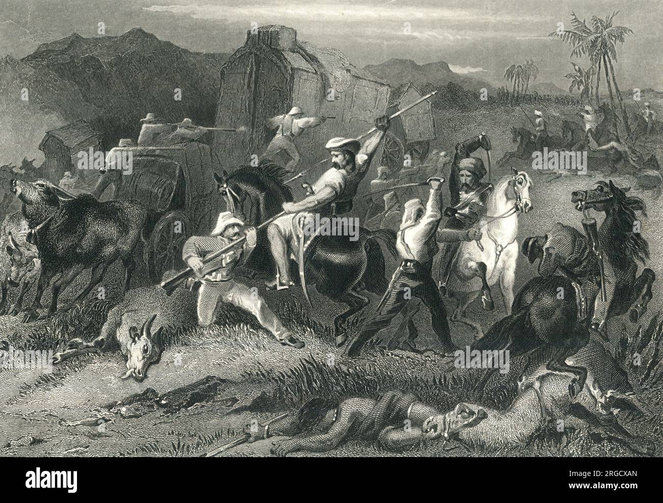 Night sortie and attack on baggage wagons, India Stock Photo - Alamy