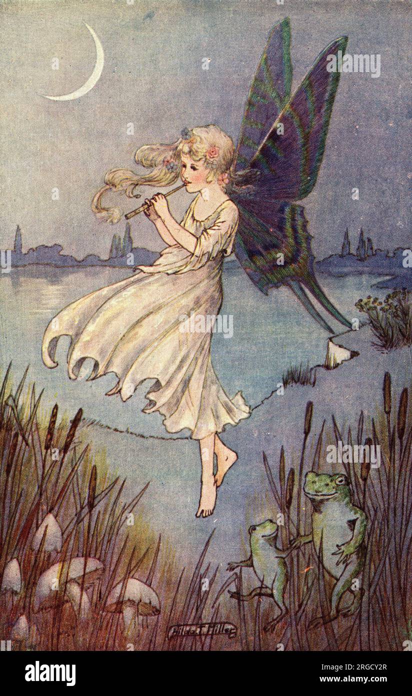 Fairy and Frogs, by Hilda T Miller - Up and down, up and down, I will ...