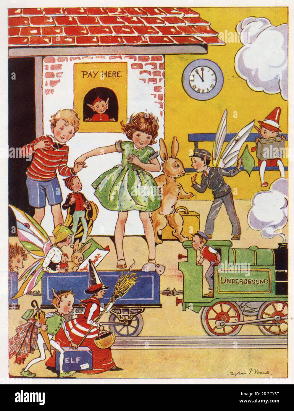 Illustration, "The train is just coming in now," said the little porter ...