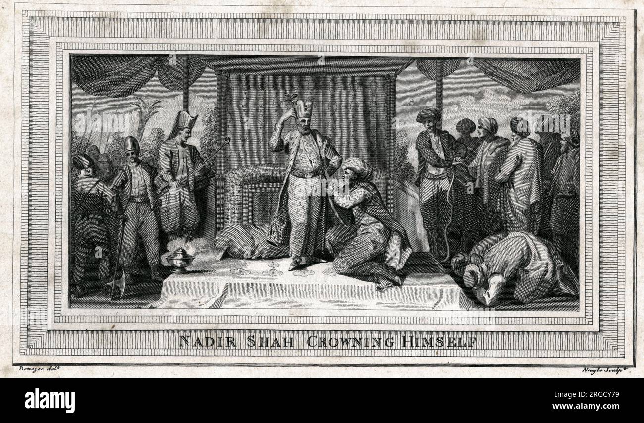 Nadir (Nader) Shah of Iran crowning himself on 8 March 1736 Stock Photo ...