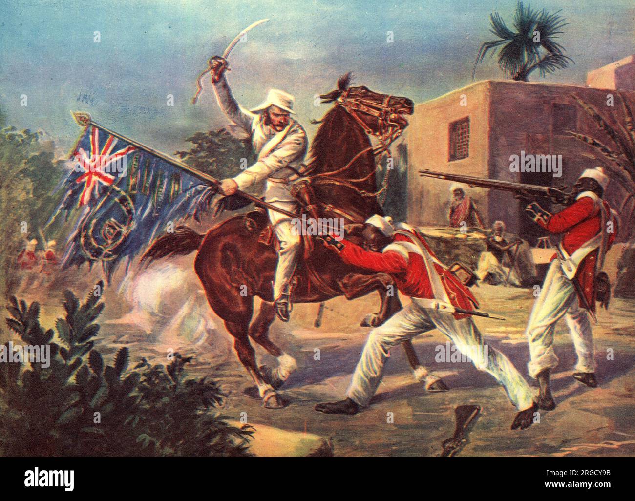 Lord Roberts capturing the Sepoy Standard at Cawnpore (Kanpur), India ...