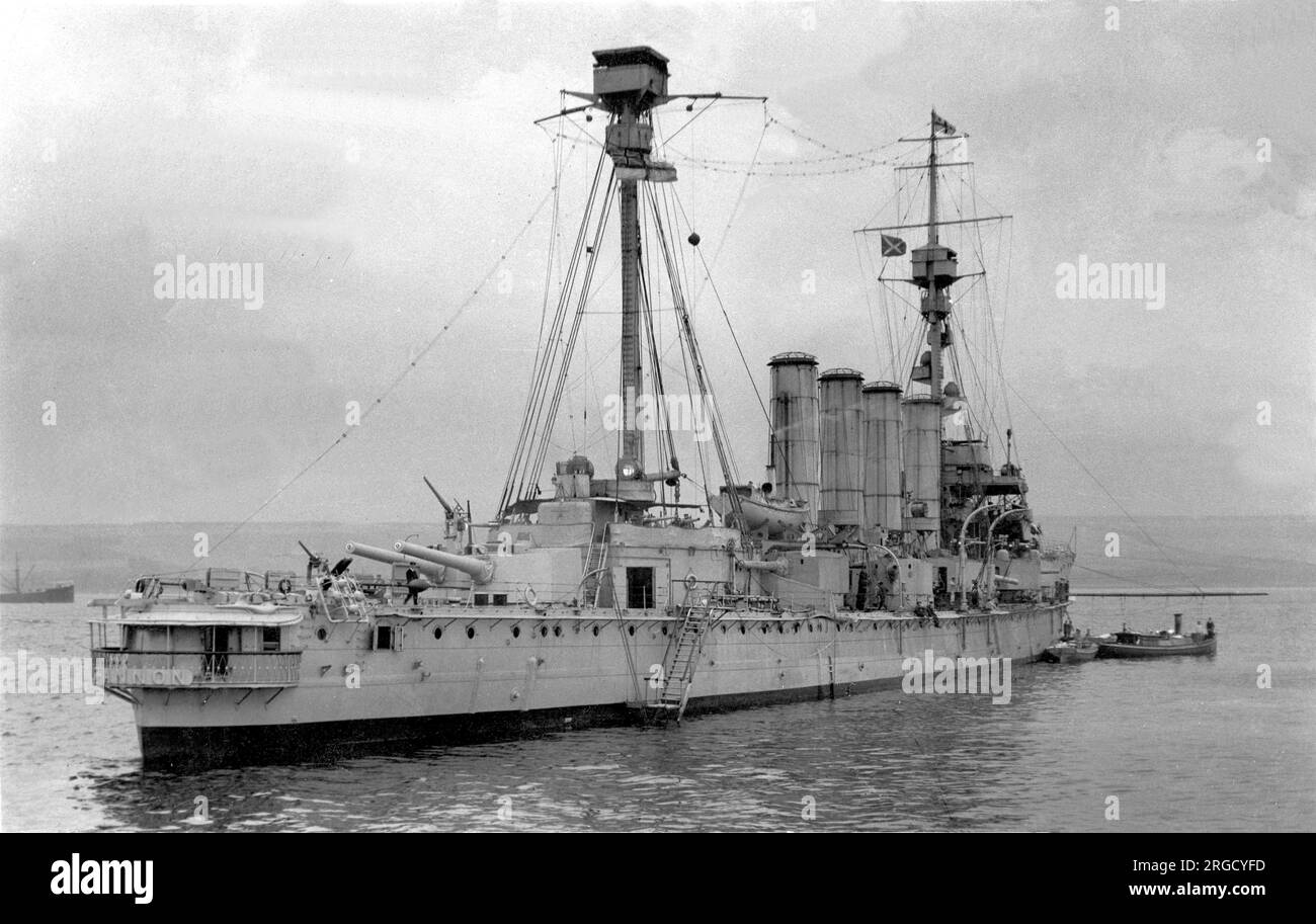 Royal Navy â€“ HMS Shannon, a Minotaur-class armoured cruiser, at ...