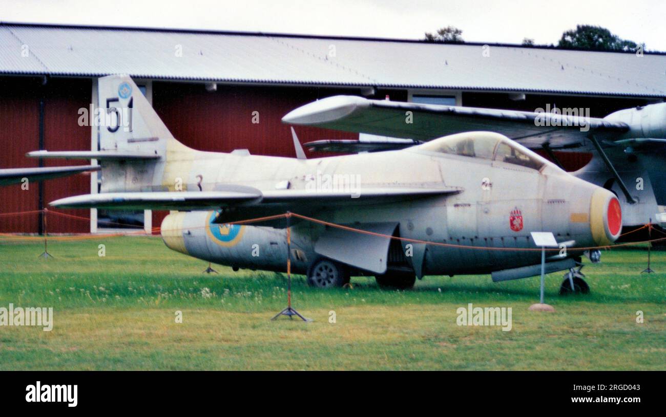 SAAB J 29F Tunnan 51 (msn 29575), on display at the Flygvapenmuseum ...