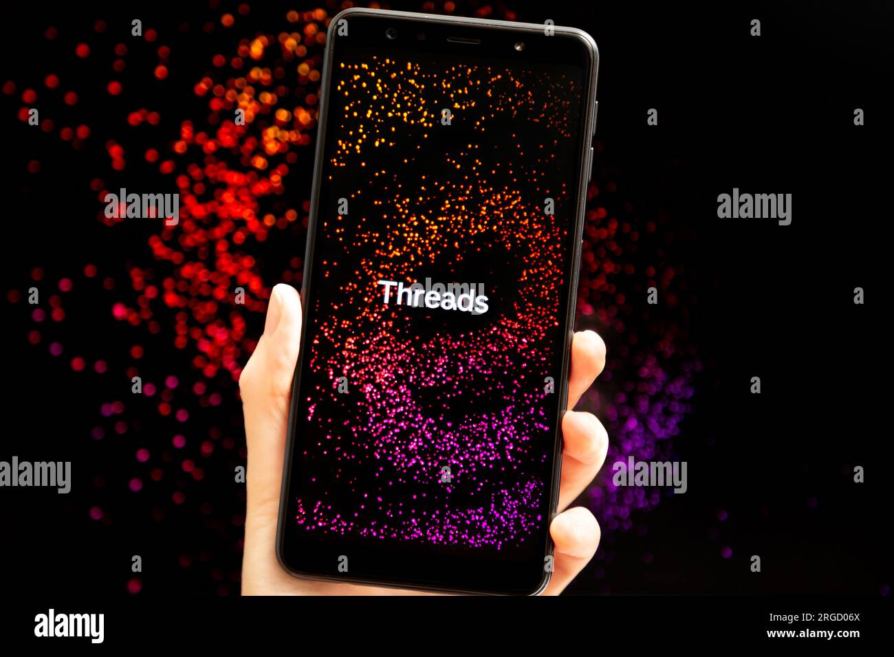 Ukraine, Odesa - July, 7 2023: Hand holding mobile with Threads app ...